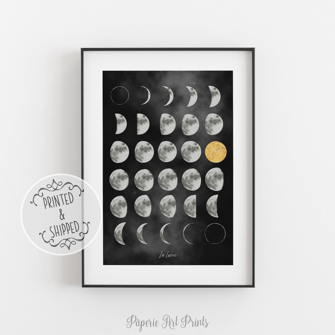 Moon Phase Print, Lunar Art, La Lune, Wall Art Print, Moon Wall Art ...