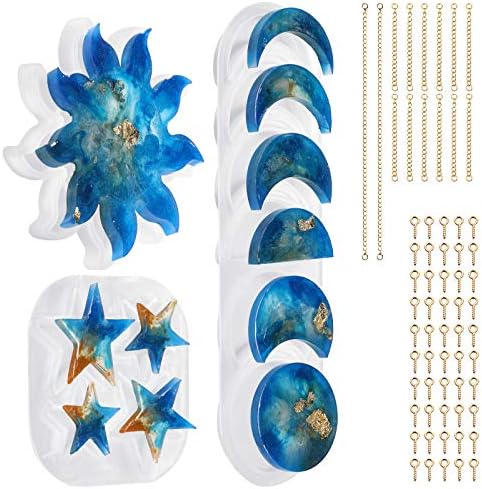 Moon Phase Resin Mould, Sun Star Silicone, Full Moon Epoxy Moulds with ...