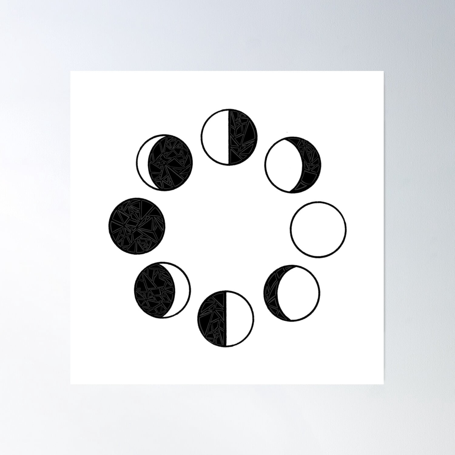 Moon Phase (Transparent) Poster Wall Art, Modern Wall Decor, 24x24 ...