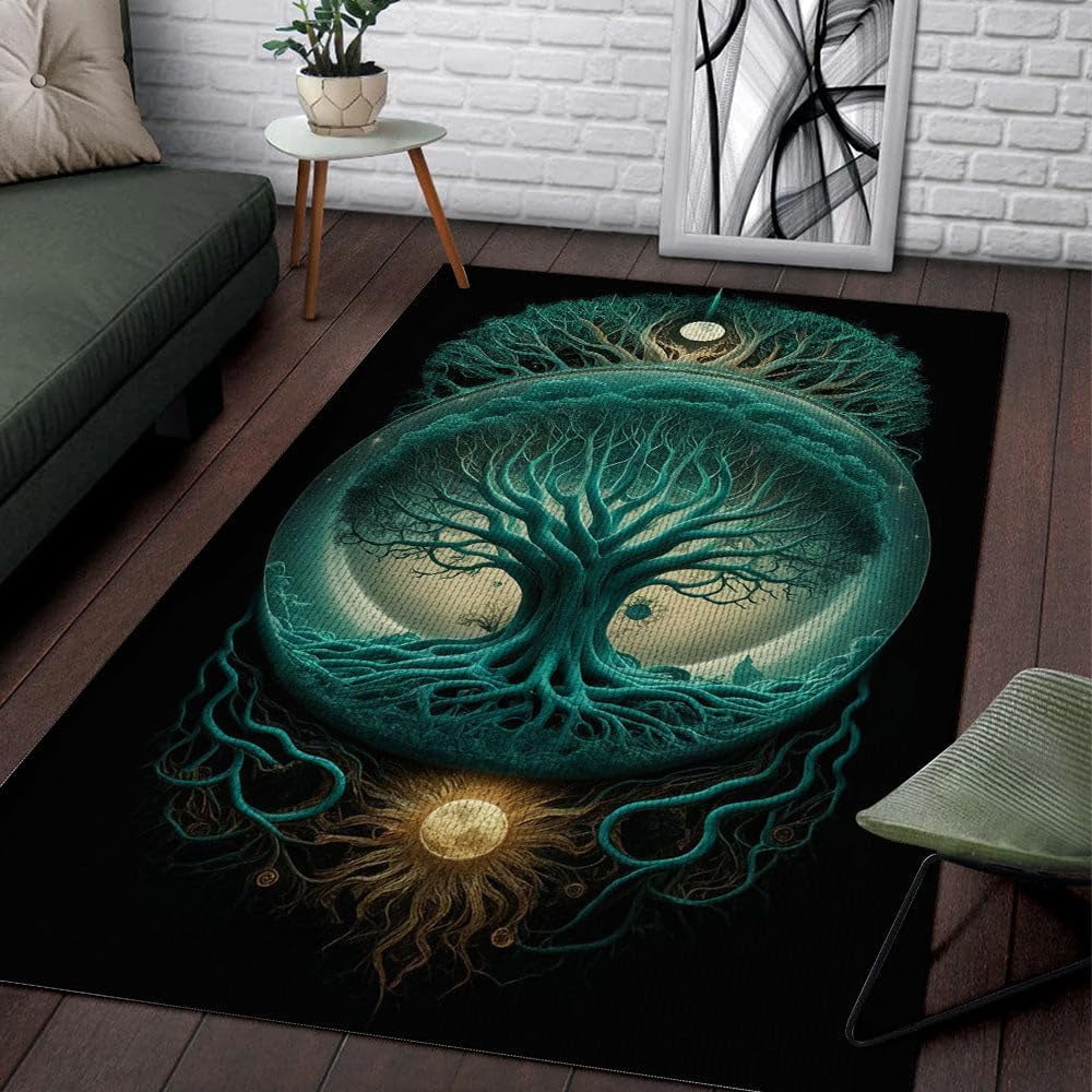 Moon Phase Tree of Life Area Rug - Sun and Moon Carpet Rectangle Area ...