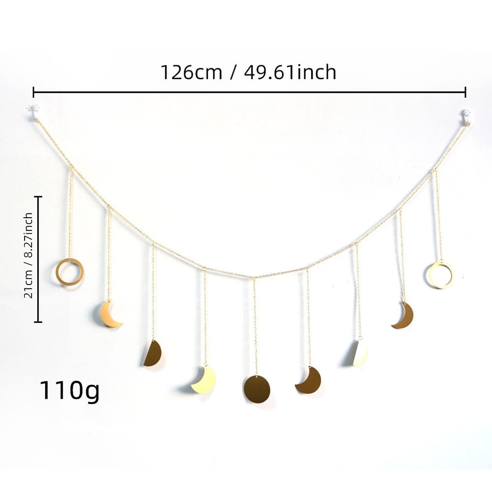 Moon Phase Wall Hanging Boho Aesthetic Metal Moon Garland Ornaments for ...