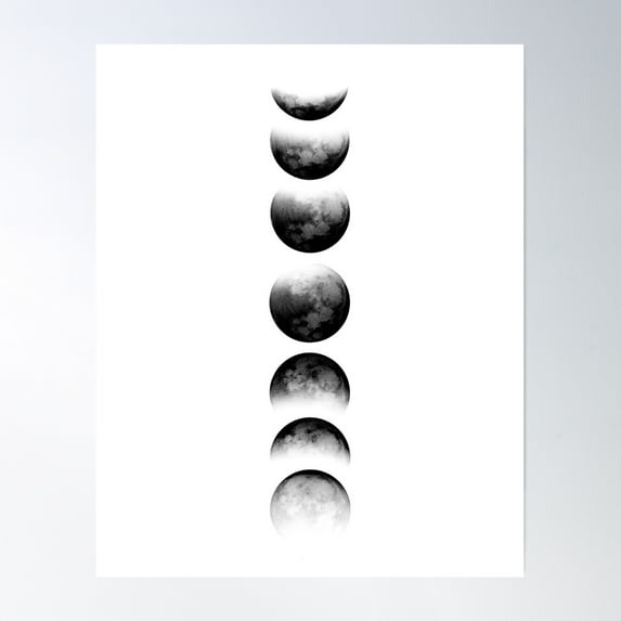 Moon Phases | Black And White Moons | Minimalist Design Poster Wall Art ...