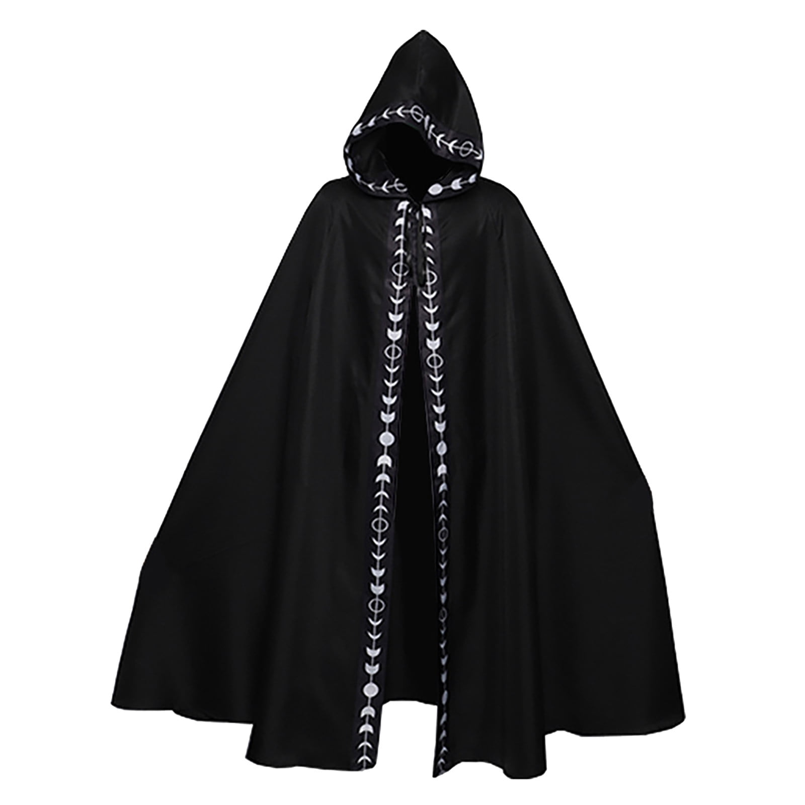 Moon Phases Embroidery Hooded Cloak Mysterious Long Cape Witch Robe ...