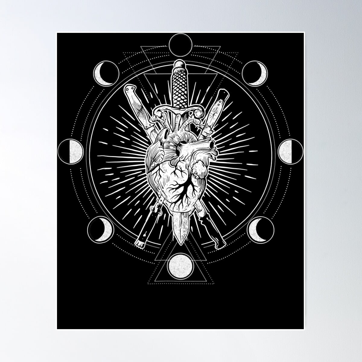 Moon Phases Heart Knives - Alchemy Tarot Gift Poster Wall Art, Modern ...