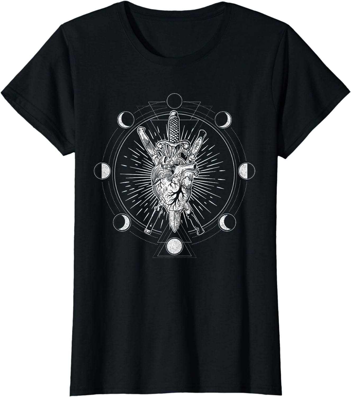 Moon Phases Heart Knives - Blackcraft Alchemy Tarot Gift T-Shirt ...