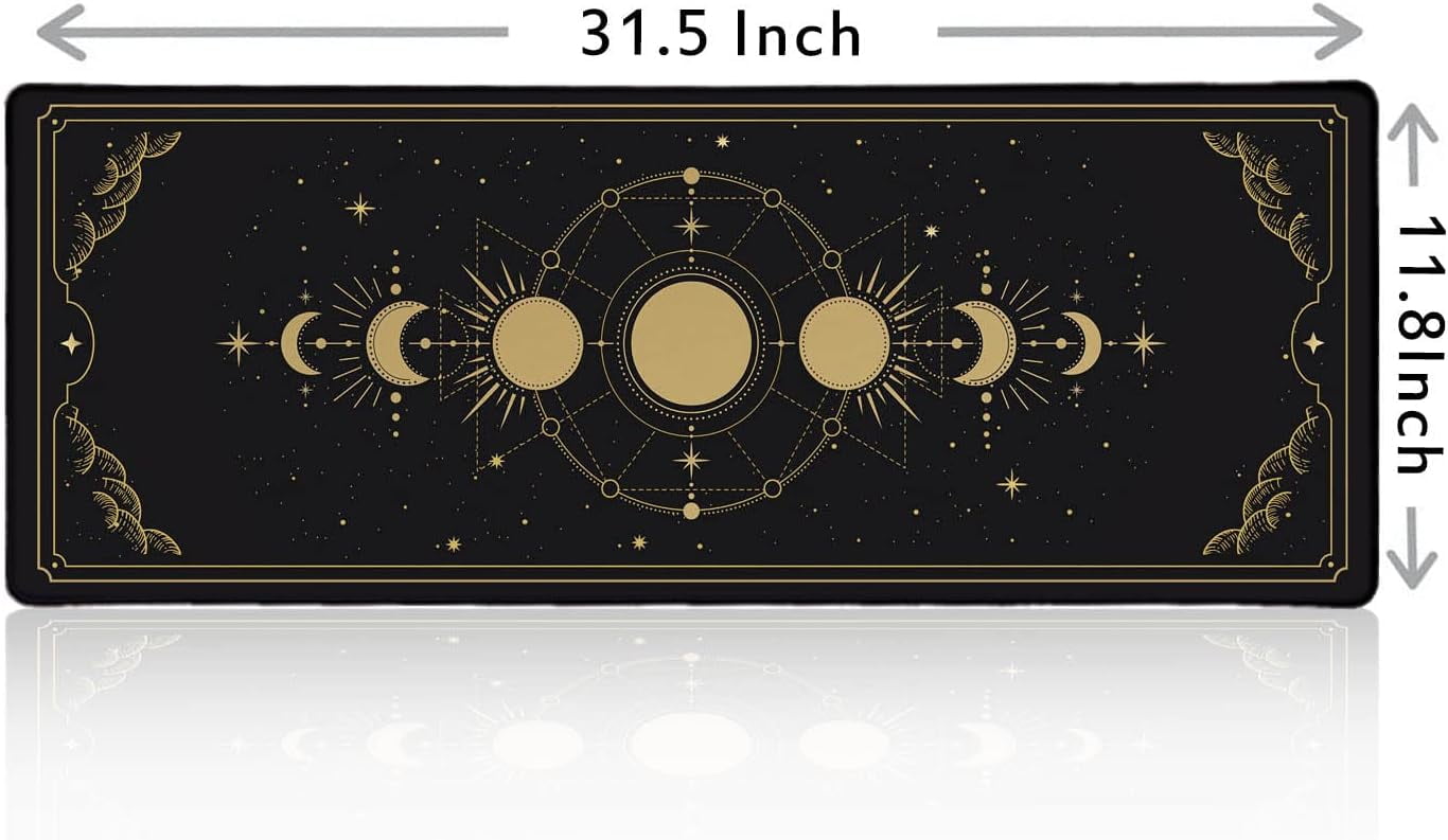 Moon Phases Large Mouse Pad, Celestial Moon Cycle Lunar Chart, Black ...