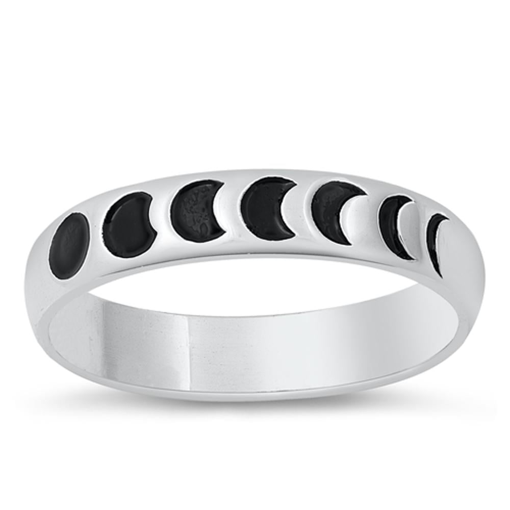 Moon Phases Lunar Night Wholesale Ring .925 Sterling Silver Band Jewelry Female Male Unisex Size ...