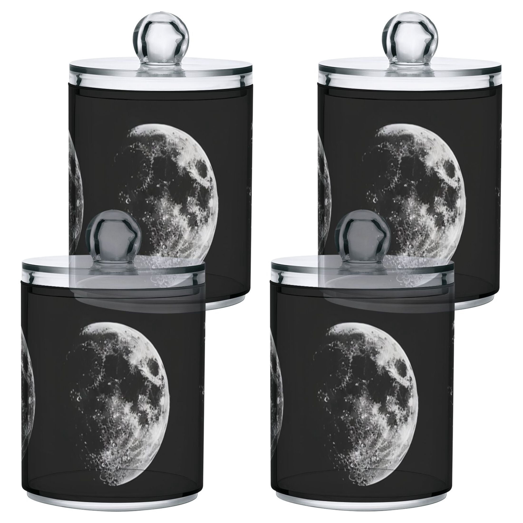 Moon Phases Translucent Plastic Cans Storage Canisters with Lid Set of ...