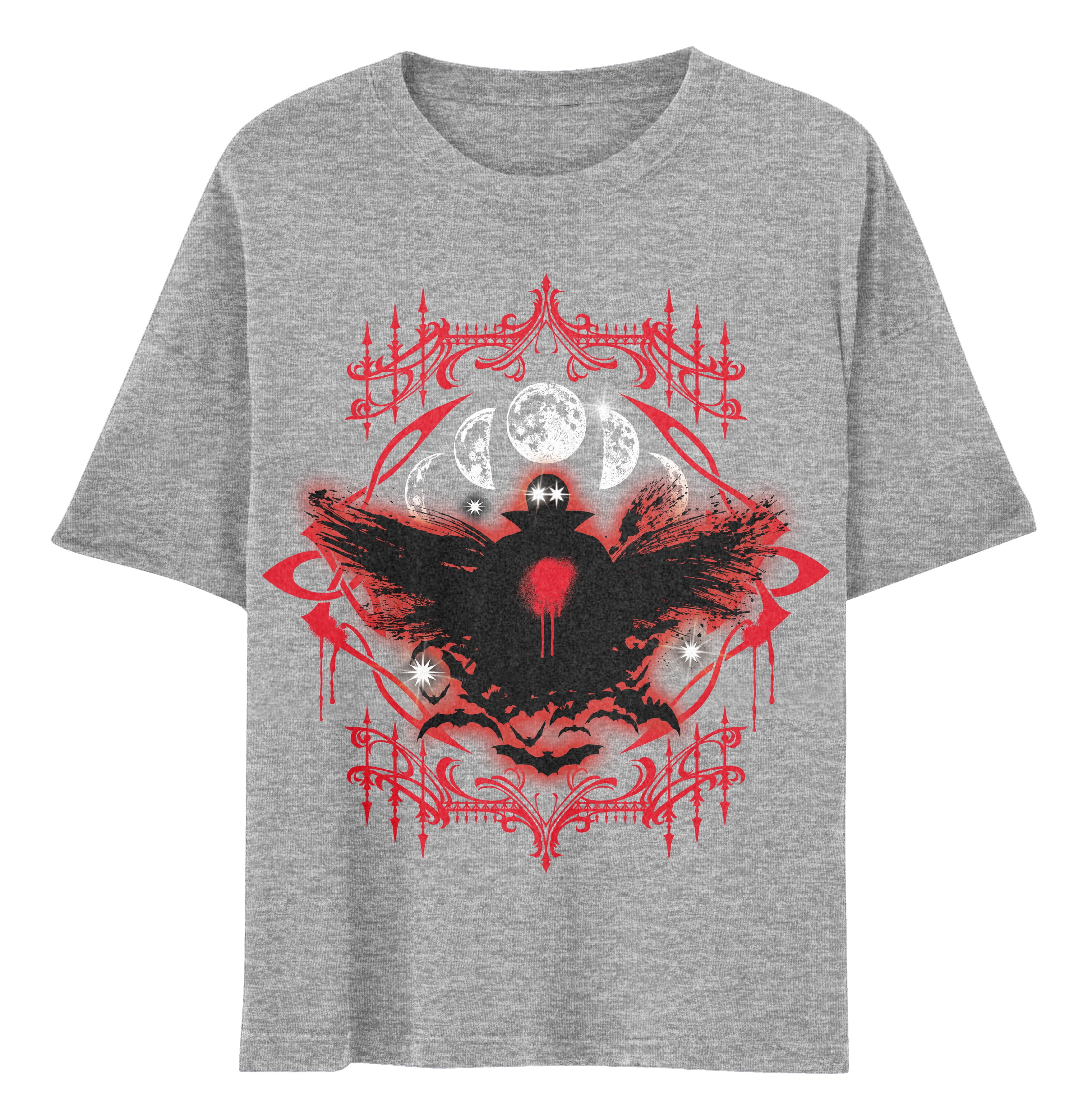 Moon Phases Vampire Goth Halloween Mens and Womens Short Sleeve T-Shirt (Light Grey Heather, S ...