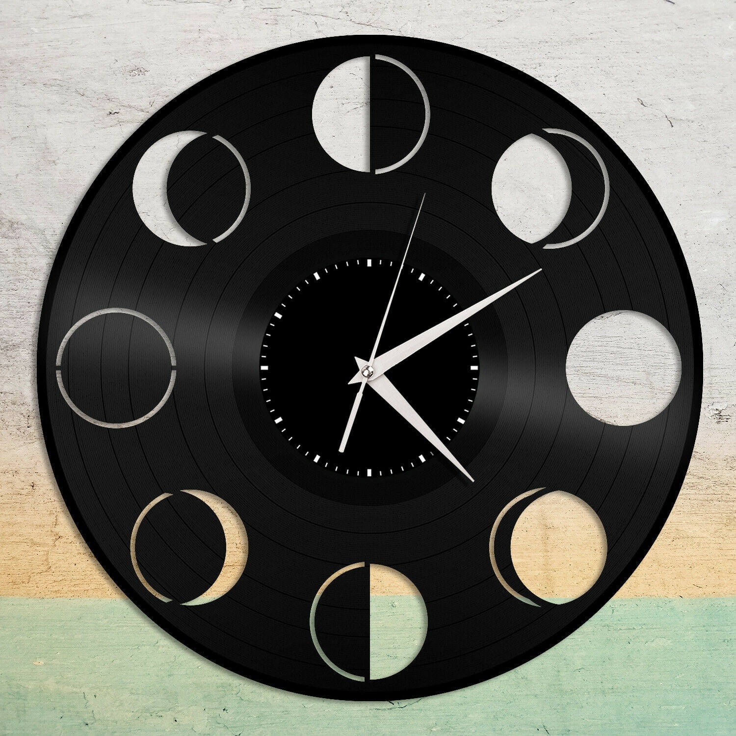 Moon Phases Vinyl Wall Clock Unique Gift for Friends Home Living Room ...