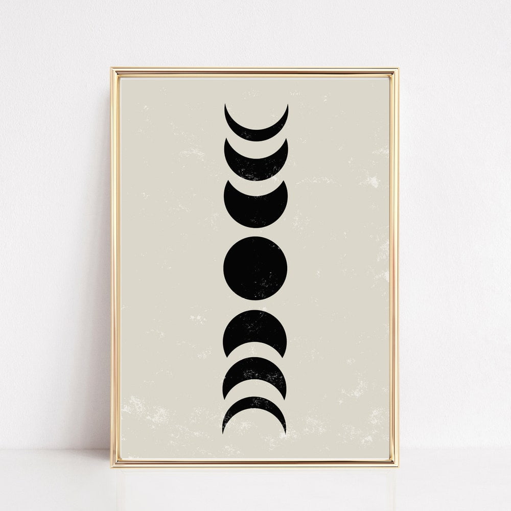 Moon Phases Wall Art, Moon Phase Print, Moon Phase Poster, Mid Century ...