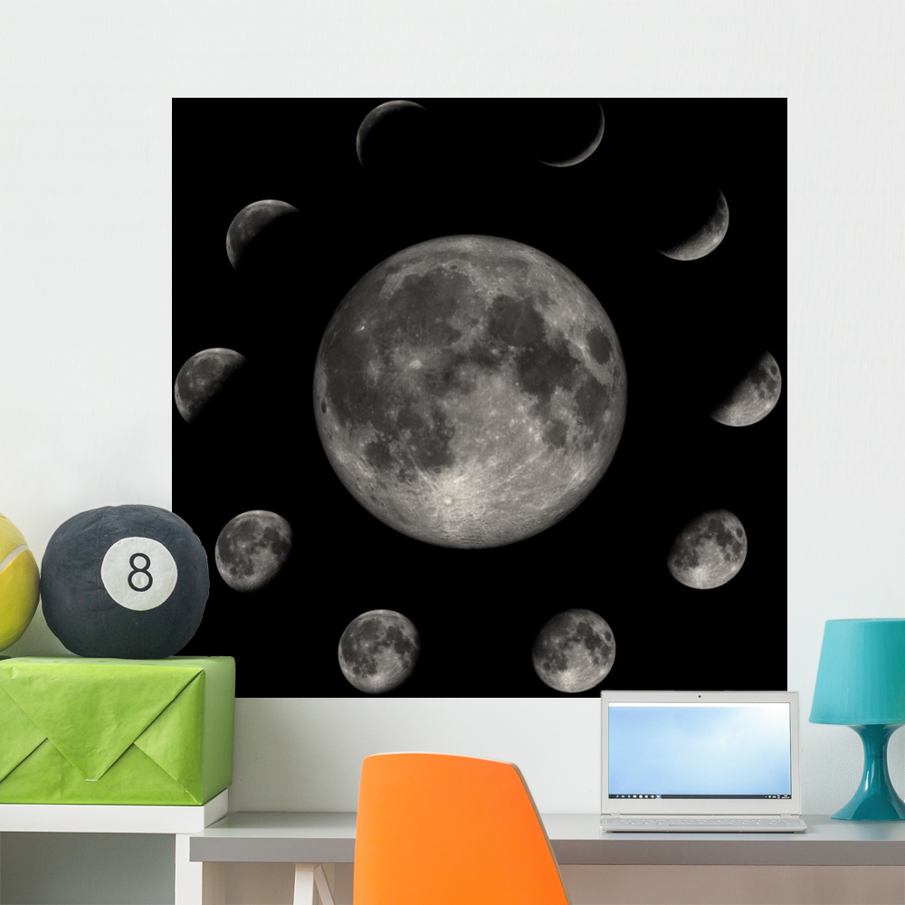 Moon Phases Wall Mural by Wallmonkeys Peel and Stick Graphic (36 in W x ...