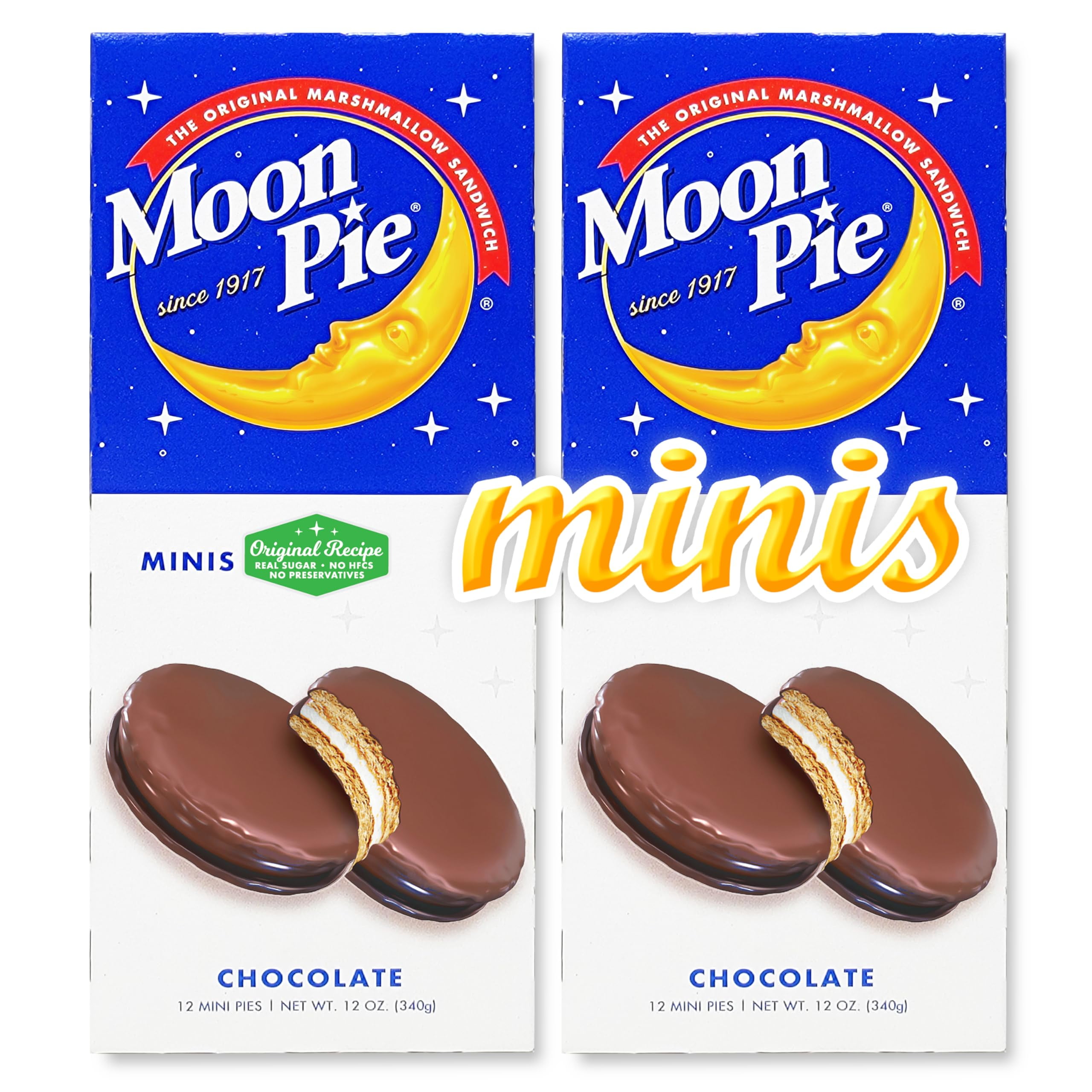 Moon Pie Minis. Original YYF14 Chocolate, Bundle. 24 total Moonpie Pie Snacks. Since 1917 ...