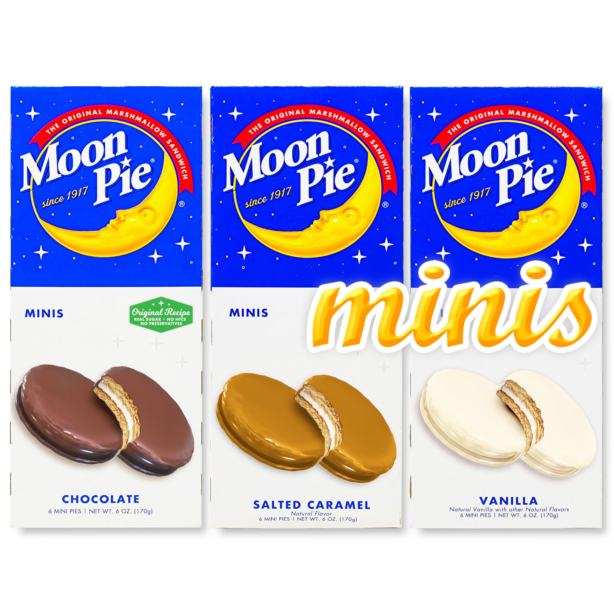 Moon Pie Minis Variety MMF7 Pack of 3 Flavors (Chocolate, Vanilla ...