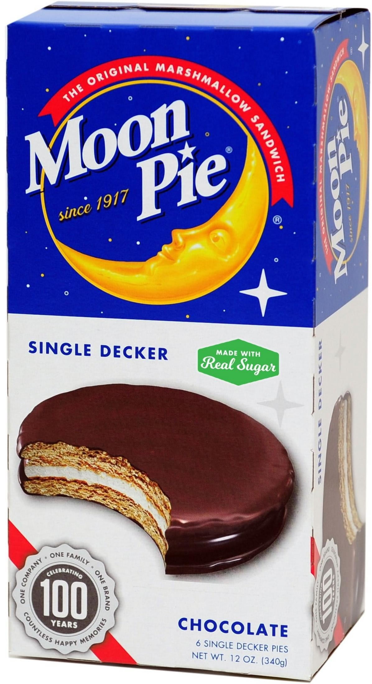 Moon Pie Original Chocolate Marshmallow Sandwich Snack, Single Decker ...
