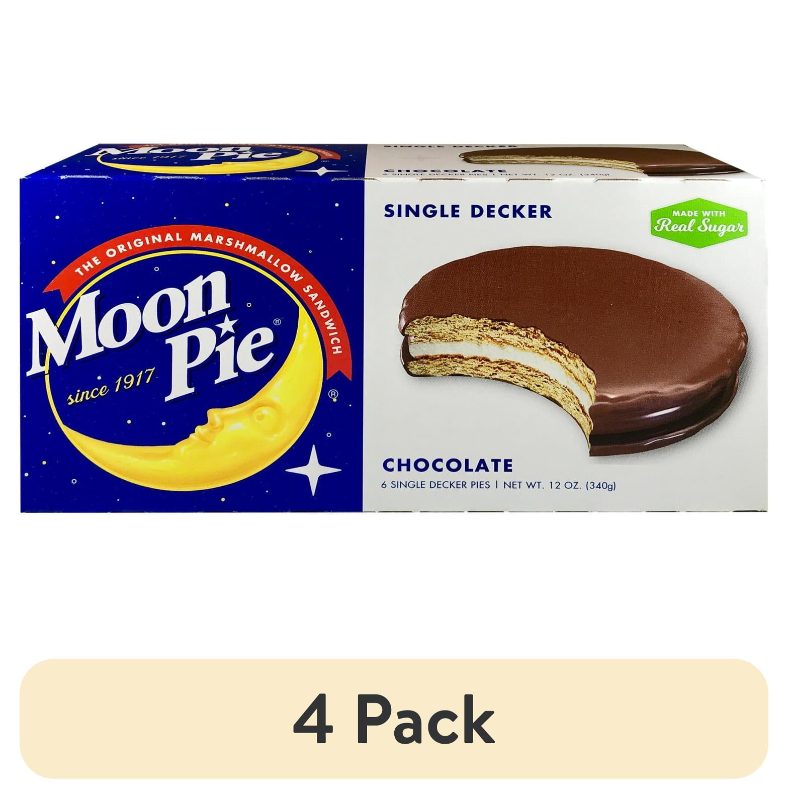 (4 pack) Moon Pie Single Decker Chocolate Marshmallow Sandwiches, 2 Oz ...