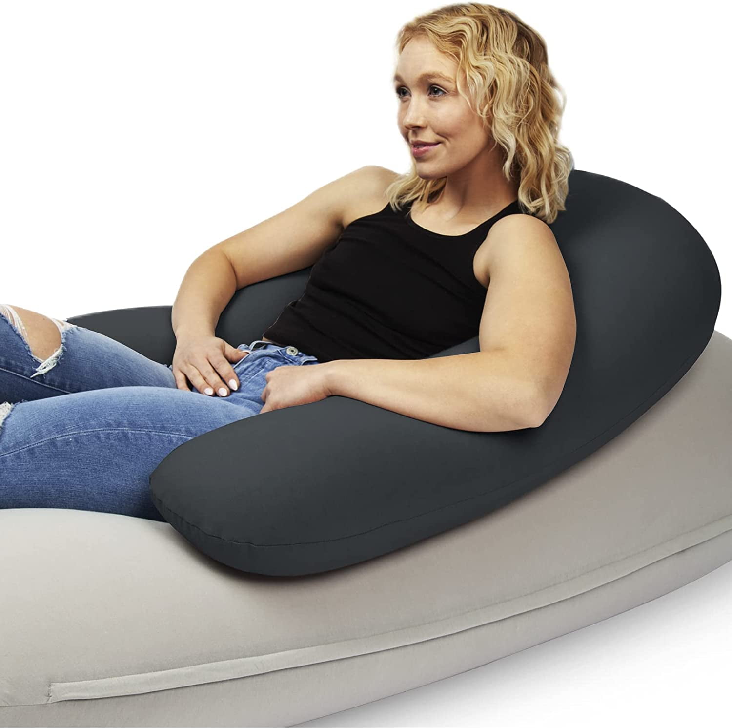 Moon Pod Crescent Backrest for Bean Bag Chair, Charcoal -The Zero-Gravity Beanbag for Stress ...