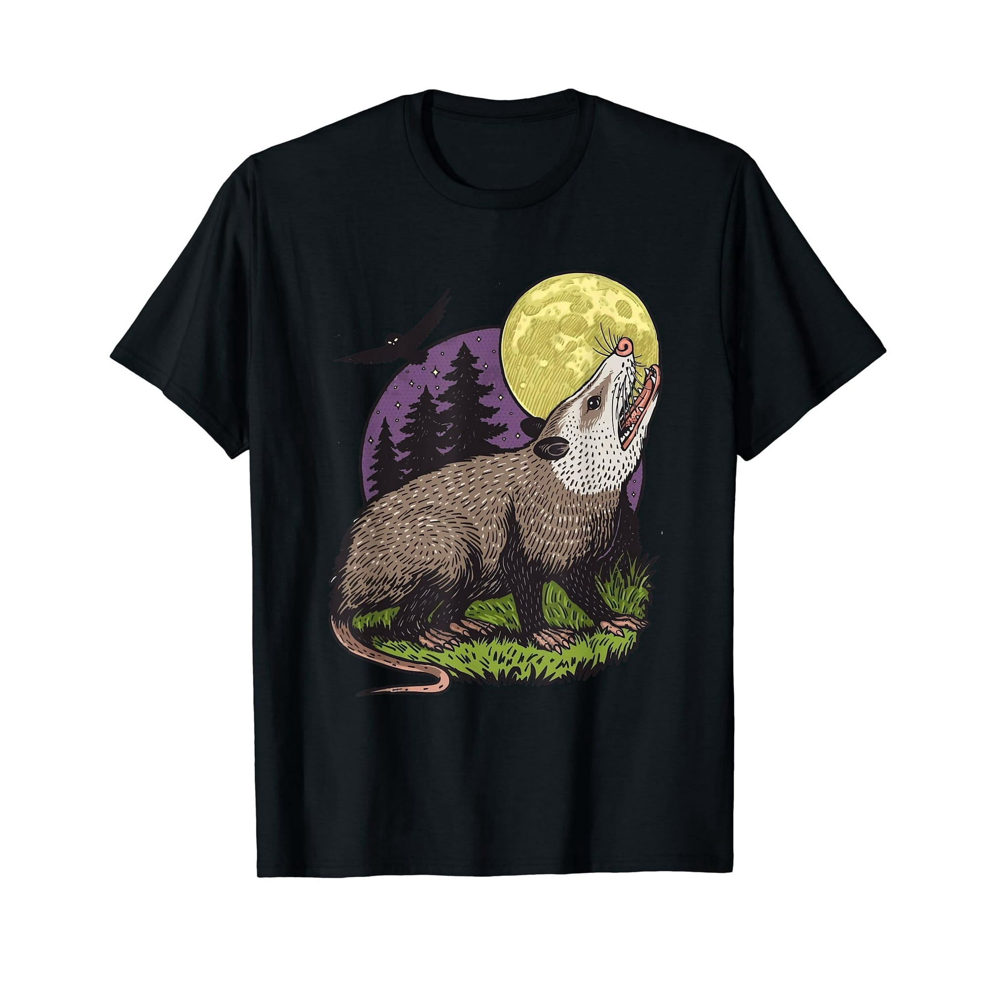 Moon Possum Funny Marsupial Rodent Opossums Retro Art Groovy T-Shirt ...