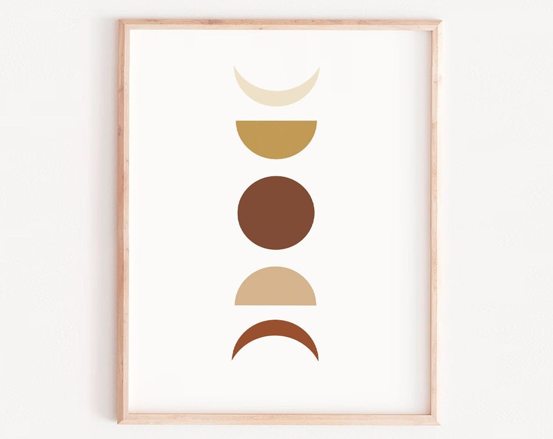 Moon Print, Phases Of The Moon, Terracota, Rust, Moon Wall Art, Moon ...