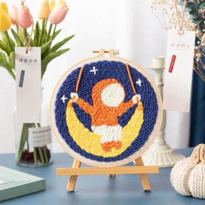 Moon Punch Needle Kits Adults Beginner, Handcraft DIY Craft Hoop Kit ...