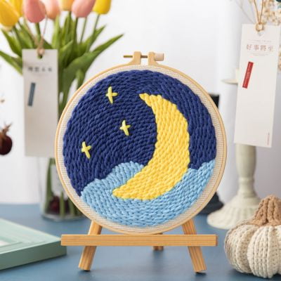 Moon Punch Needle Kits Adults Beginner, Handcraft DIY Craft Hoop Kit ...