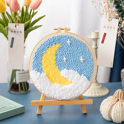 Moon Punch Needle Kits Adults Beginner, Handcraft DIY Craft Hoop Kit ...