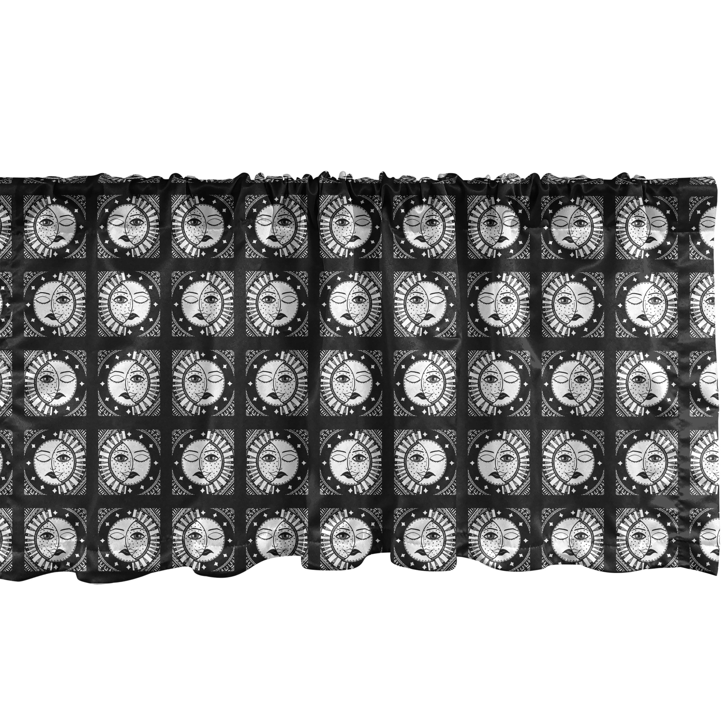 Ambesonne Moon Rays Valance Pack of 2, Sun and Crescent Image, 42"X12 ...