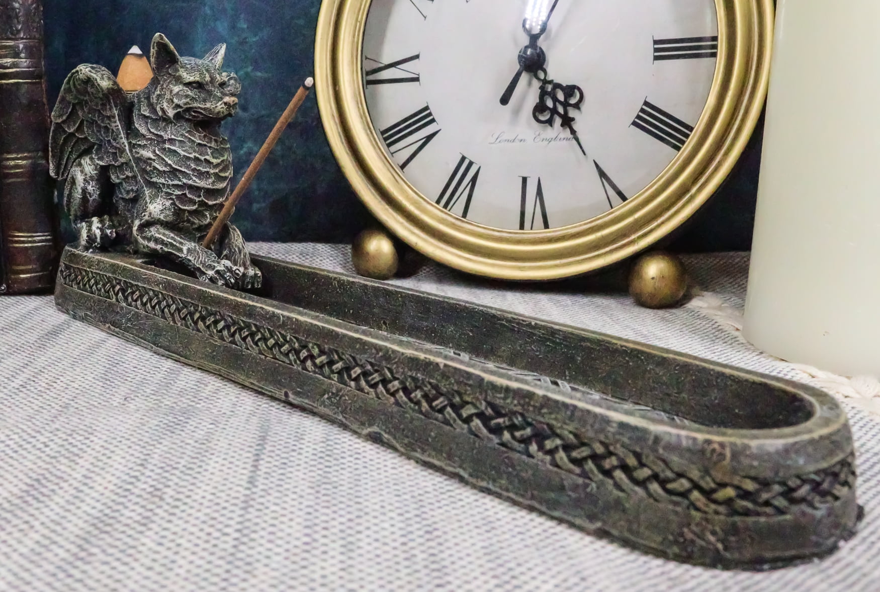 Moon Remus Stoic Sitting Angel Winged Wolf Incense And Candle Burner ...