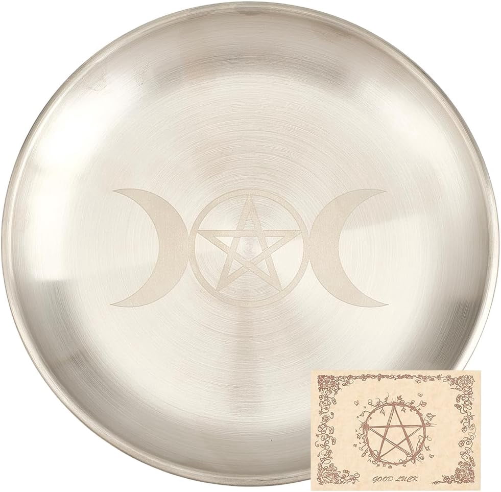 Moon Ritual Plate Plate Stainless Steel Flat Bowl Round Tray Prayer ...