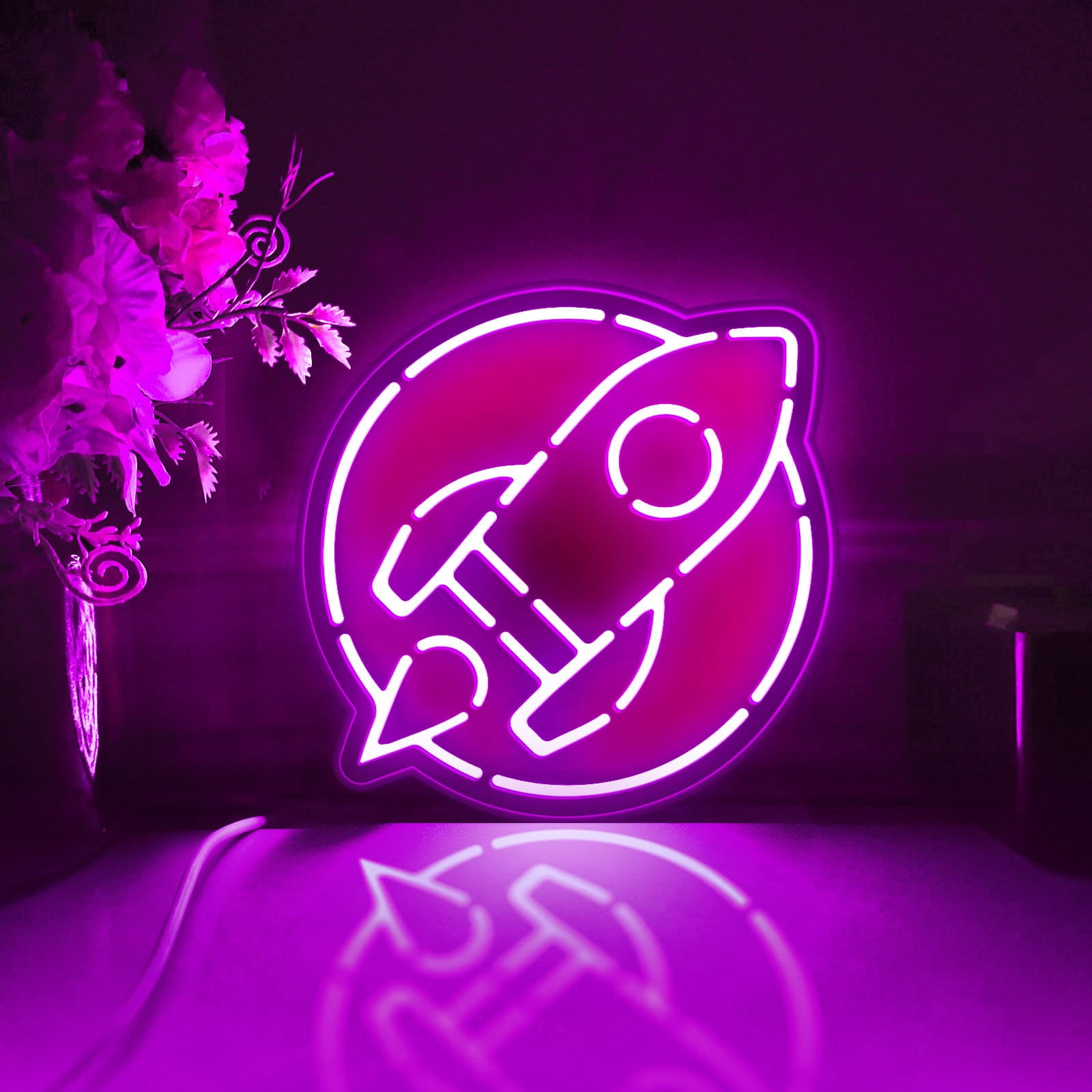 Moon Rocket Led Light Box, Dimmable Neon-Like Light Signs USB Power for ...