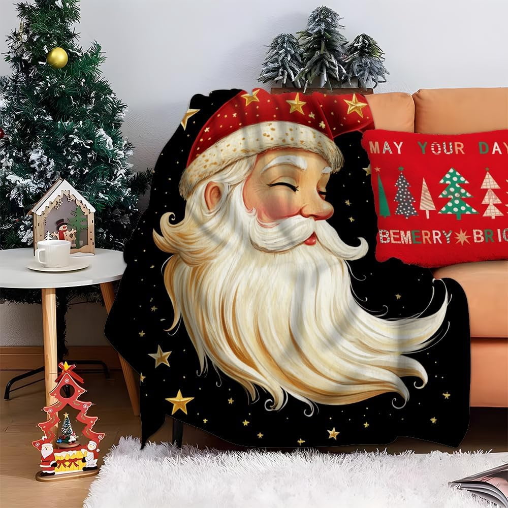 Moon Santa Claus Christmas Fleece Blanket Super Soft Cozy Blanket ...