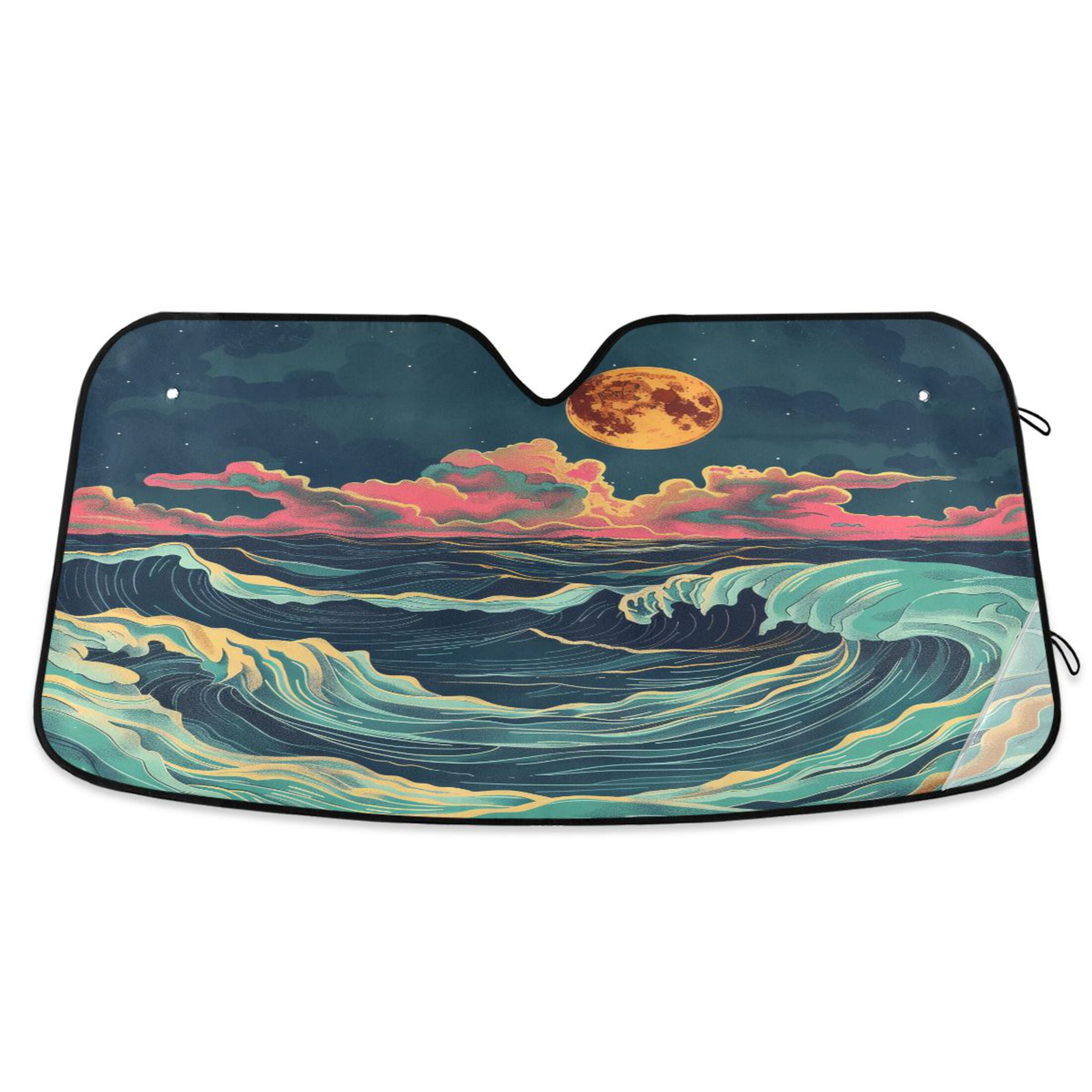 Moon Sea Wave Colorful Clouds Windshield Sun Shade Automobile Visor ...