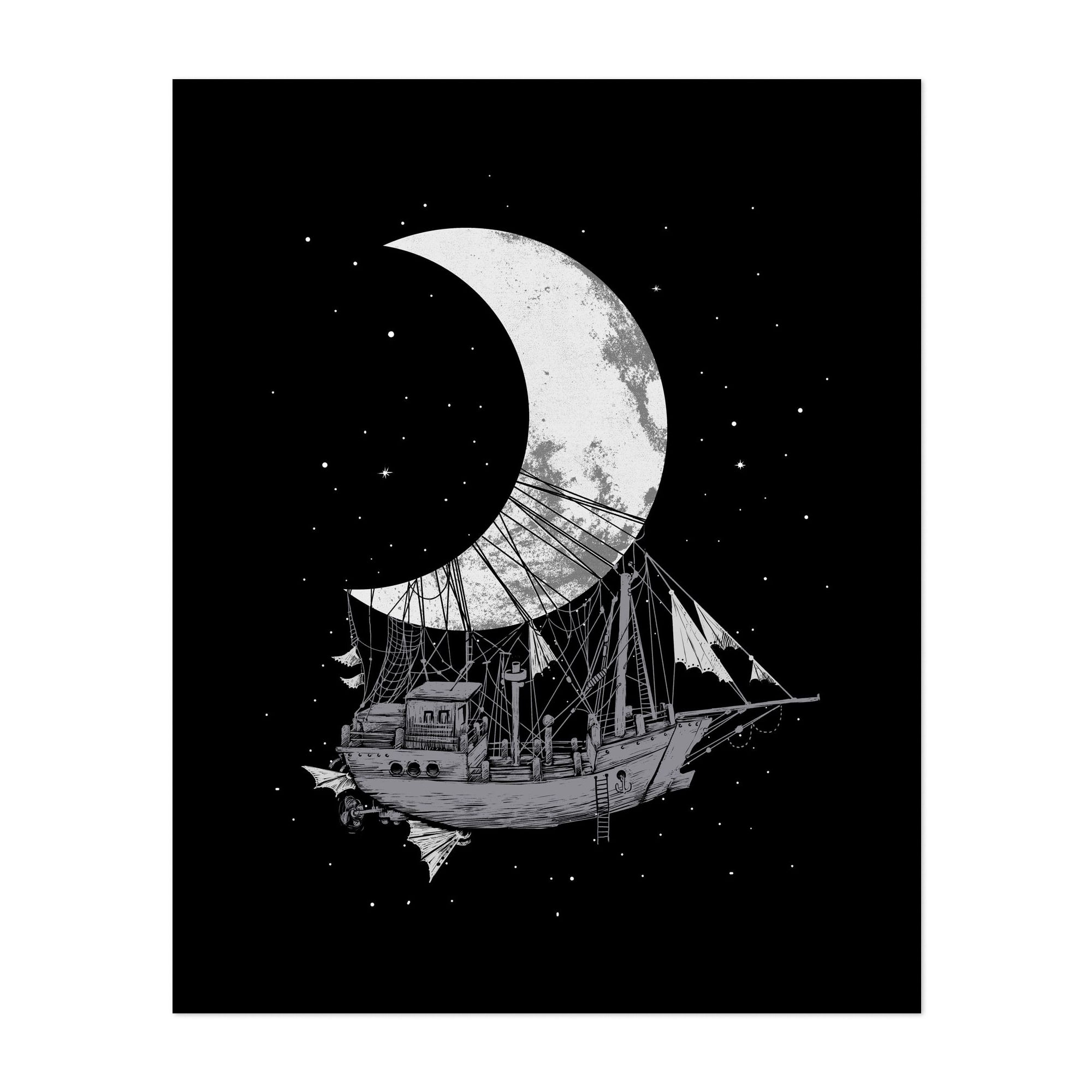 Moon Ship - Digital Art Surrealism Moon Boat Stars Fantasy Astronomy ...
