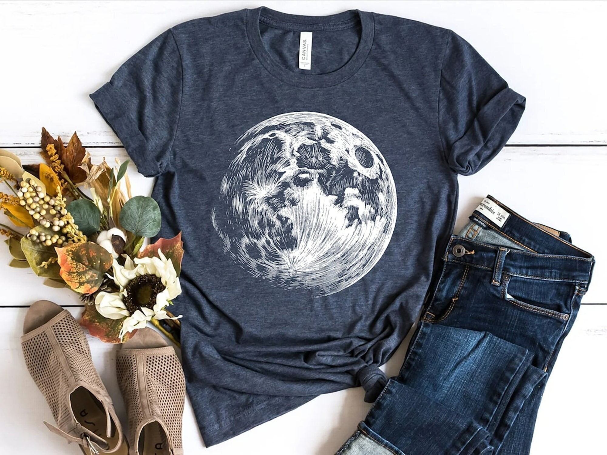 Moon Shirt for Women, Celestial Full Moon T-Shirt, Fall Clothing Gift ...