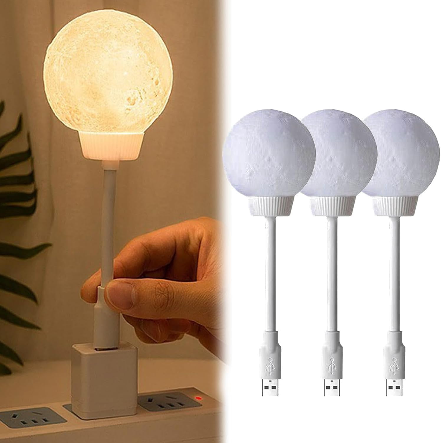 Moon Smart Nightlight, Moon Smart Night Light, 3 Color Dimming Voice ...