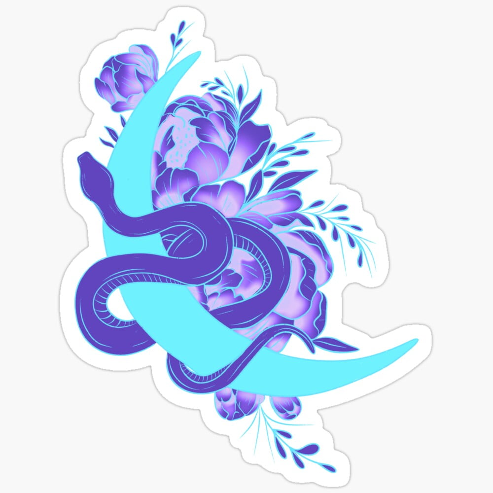 Moon Snake Sticker Phone Decal Water Bottle Stickers Car Decals, Laptop ...