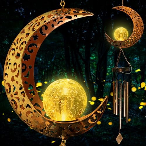 Moon Solar Lights Wind Chimes for Outside Gift for Women Gifts for Mom ...