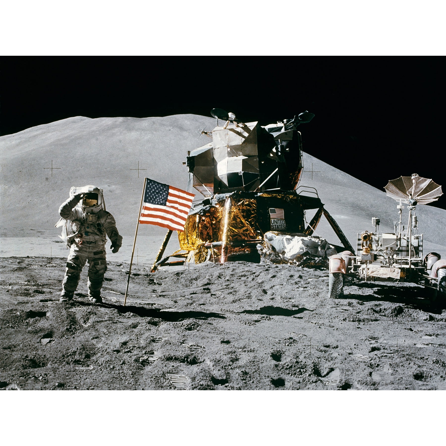Moon Space Apollo 15 Mission Flag Photo Extra Large Art Print Wall ...