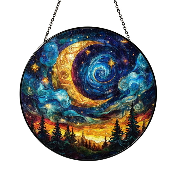 Moon Stained Glass Suncatcher Night Sky Window Decor - Walmart.com