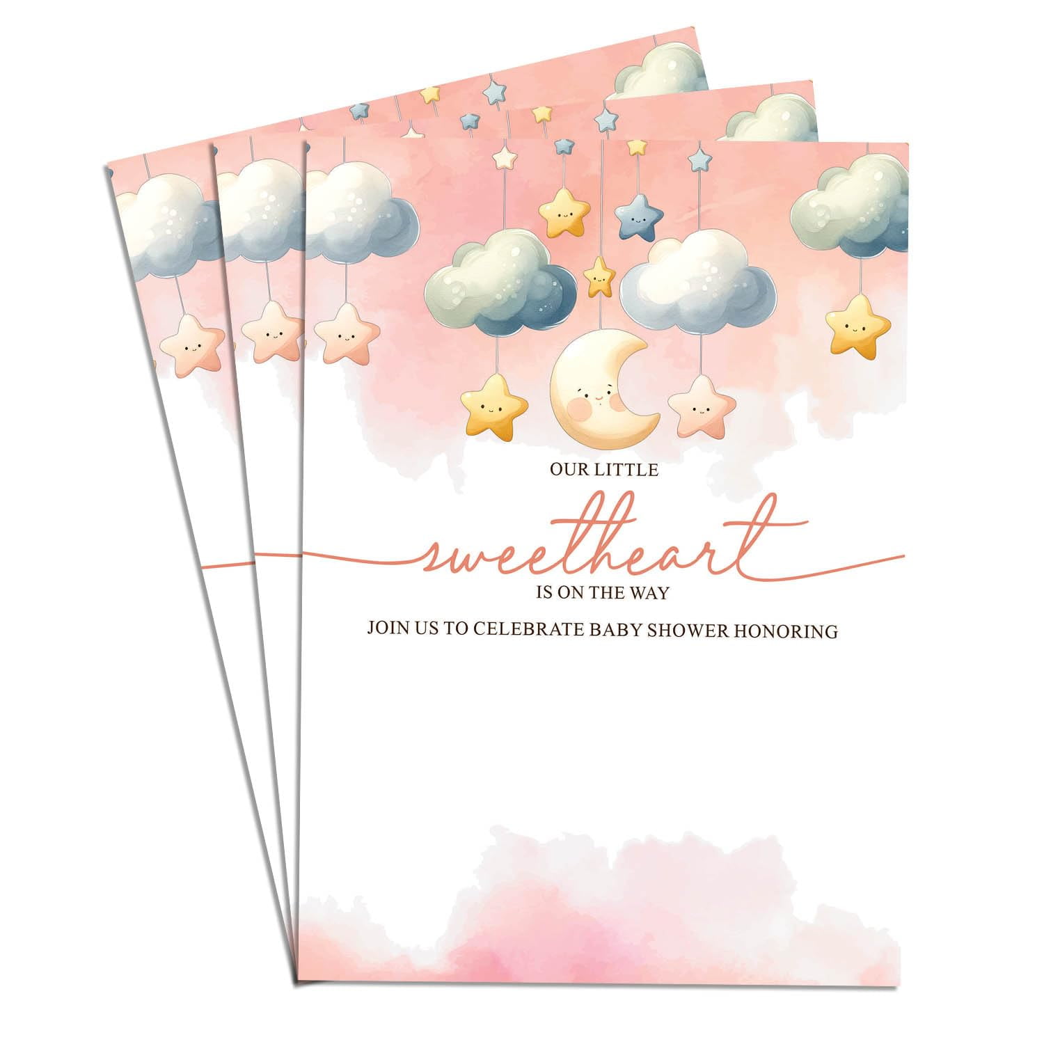 Moon Star Cloud Elegant Baby Shower Invitations Card High-Quality Set ...