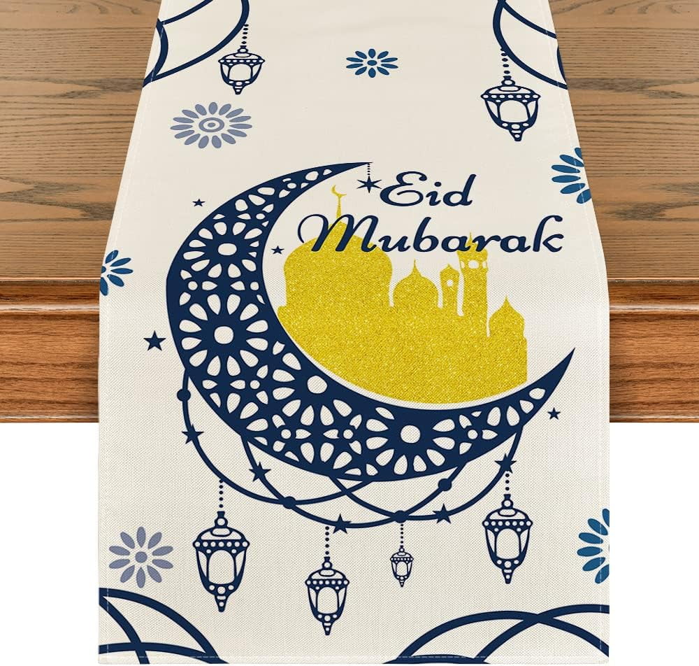 Moon Star Gloden Ramadan Eid Mubarak Table Runner Seasonal Summer ...