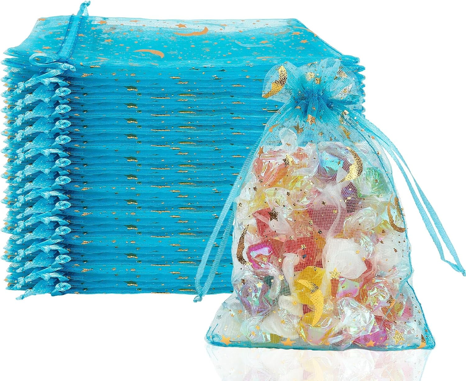 Moon Star Organza Bags 4x6 Small Mesh Bag Drawstring 50 Pcs Mesh Gift ...