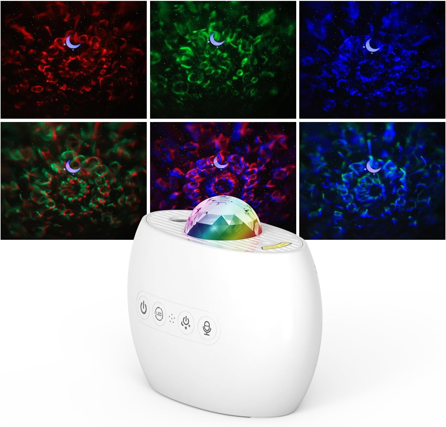 Moon Star Projection Lamp White - Multiple Angles, 3 Projection Modes ...