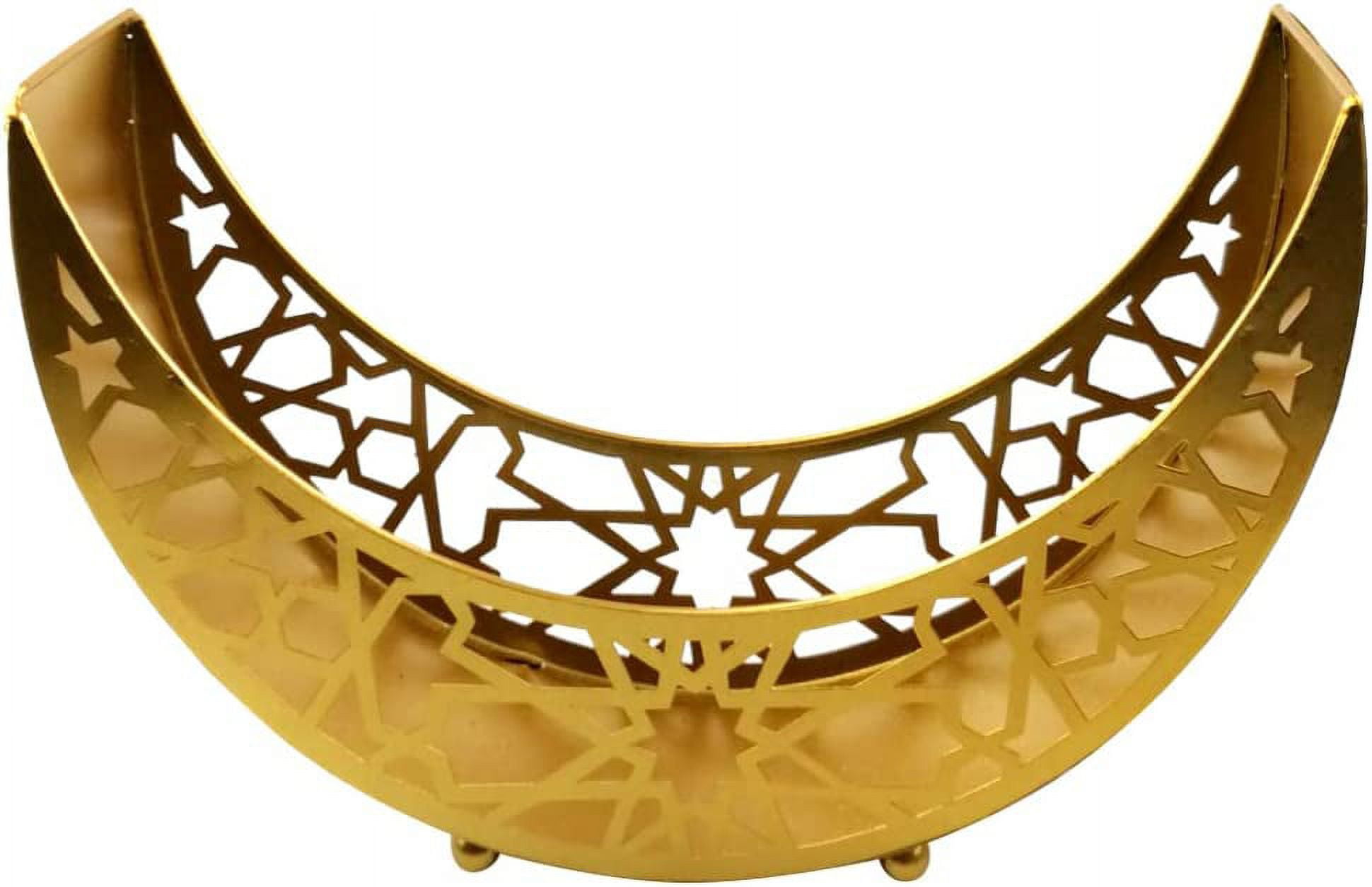 Moon Star Shaped Trays, 2 PCS Metal Ramadan Serving Tray Ramadan Gold ...