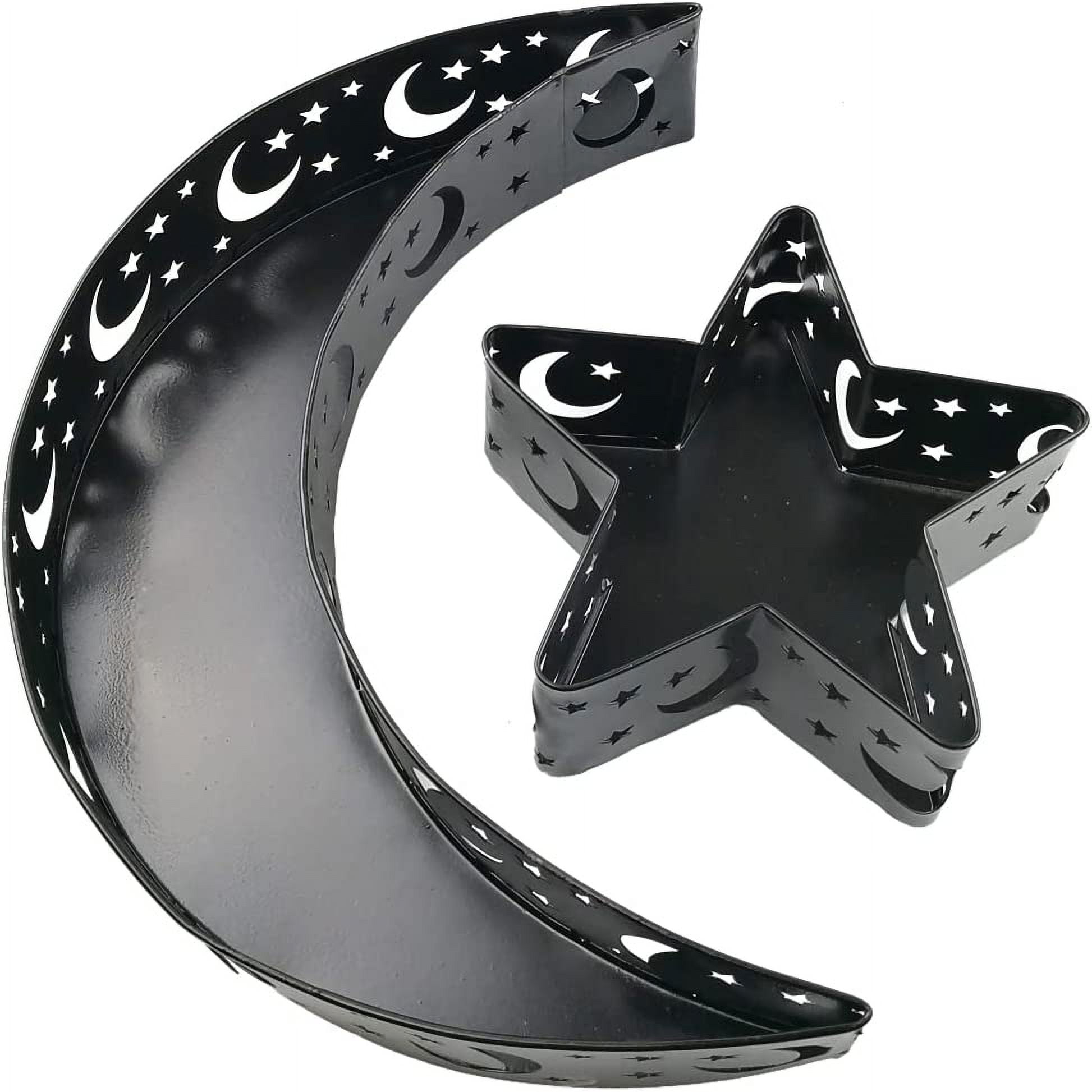 Moon Star Shaped Trays, 2 PCS Metal Ramadan Serving Tray Ramadan Gold ...