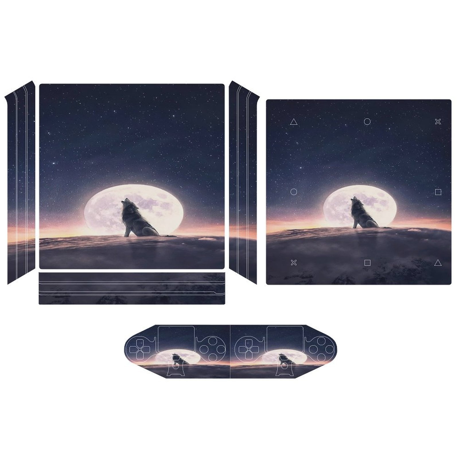 Moon Star Wolf PS4 Pro/PS4 Slim Skin Sticker For Console And Controller ...