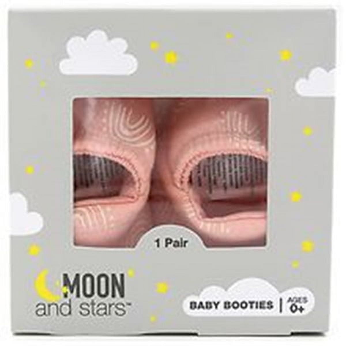 Moon & Stars - 1 Pair Baby Booties Ages 0+ - Pink with Print - Walmart.com