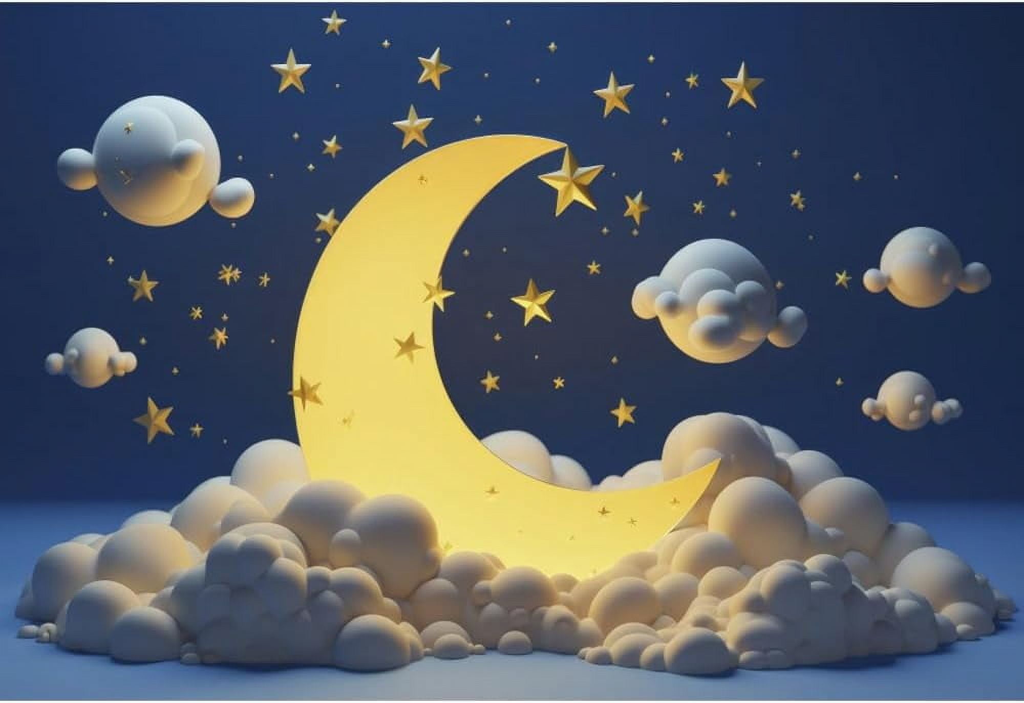 Moon Stars Clouds Backdrop Twinkle Twinkle Little Star Blue Starry Sky ...