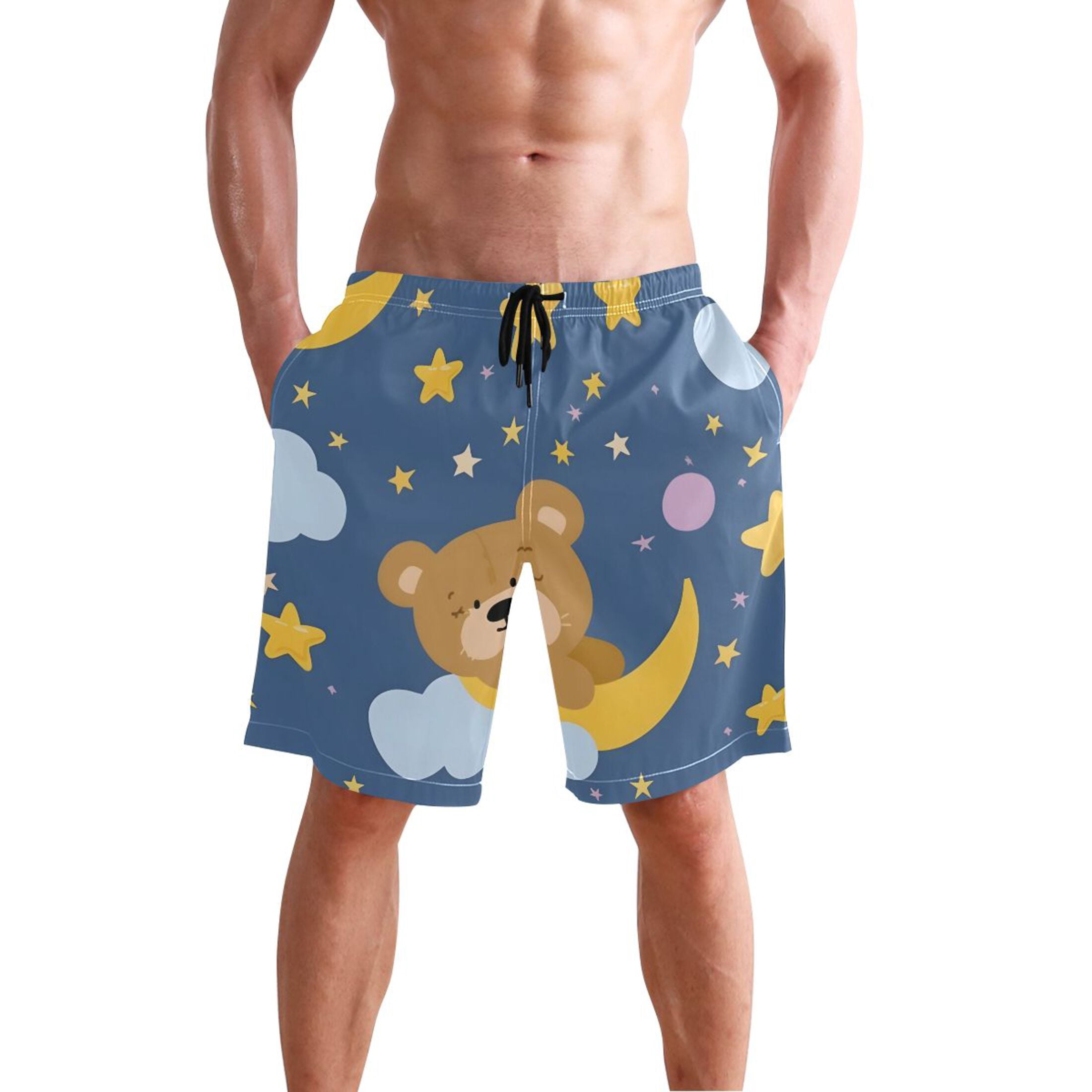 Moon Stars Clouds Bears Men's Swim Trunks Beach Shorts Bathing Bottoms ...