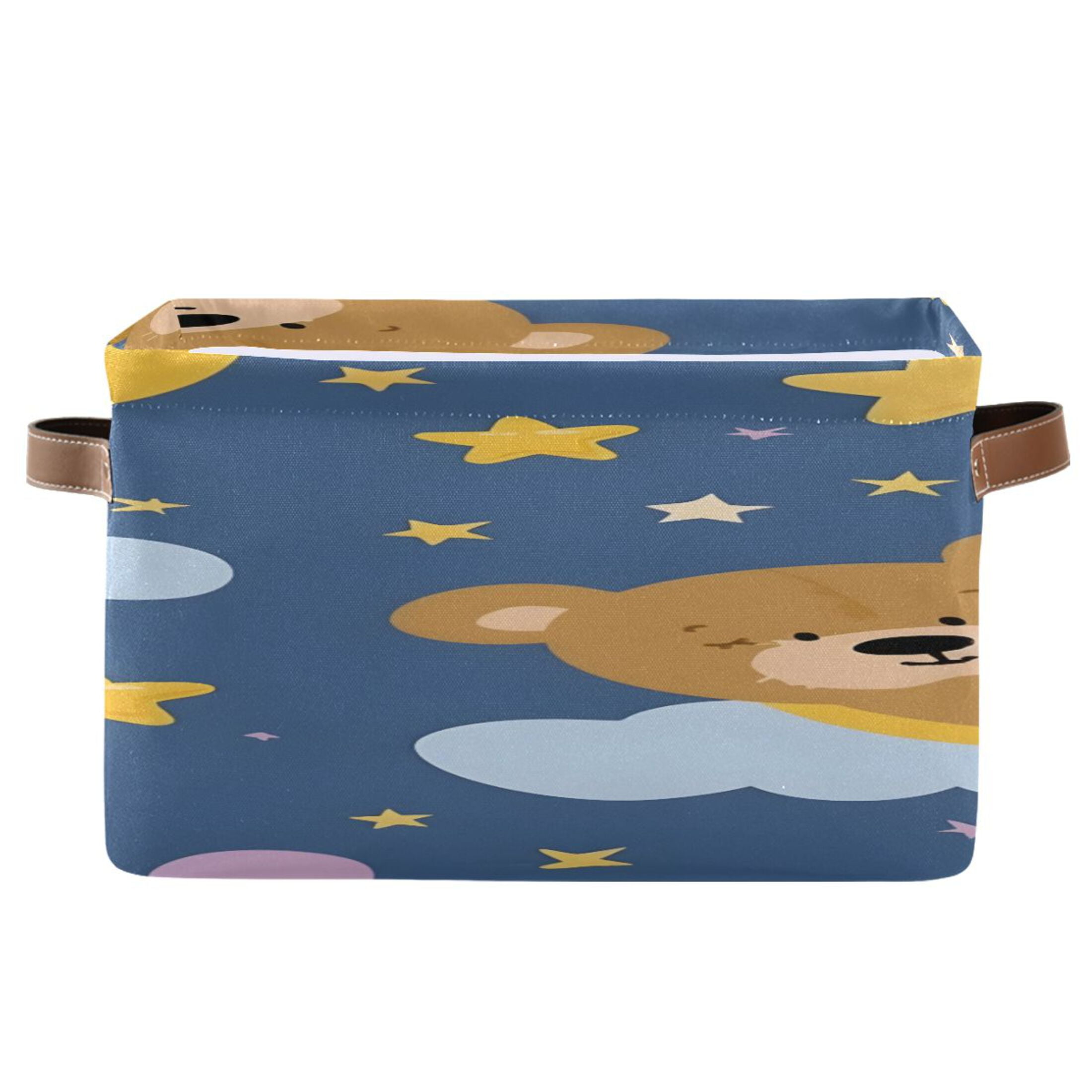 Moon Stars Clouds Bears Square Storage Bins with Handles Collapsible ...